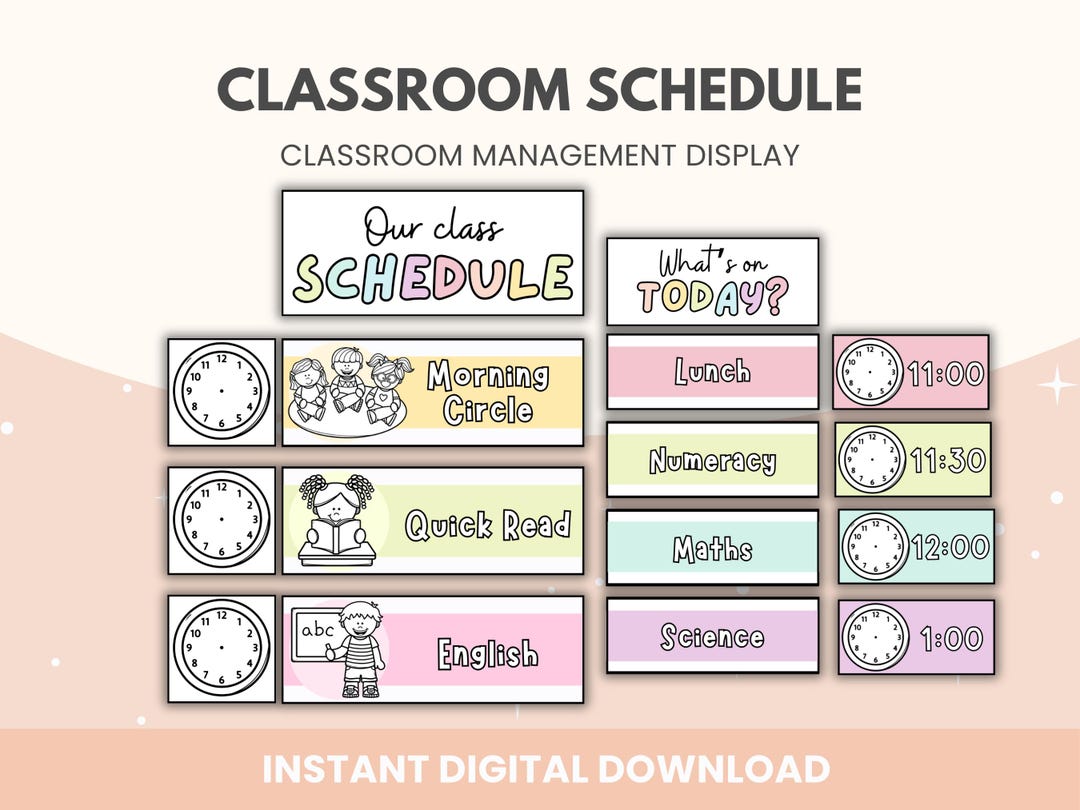 Pastel Rainbow Classroom Schedule Display | Editable Classroom ...