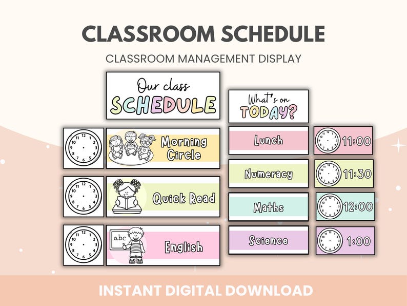 Pastel Rainbow Classroom Schedule Display | Editable Classroom ...