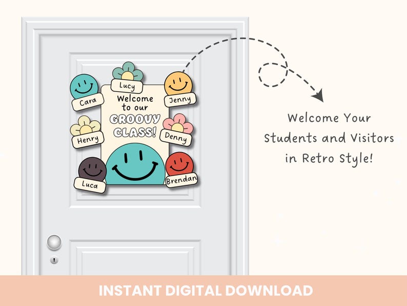Groovy Retro Classroom Door Display: Welcome Sign (digital Download) - Etsy