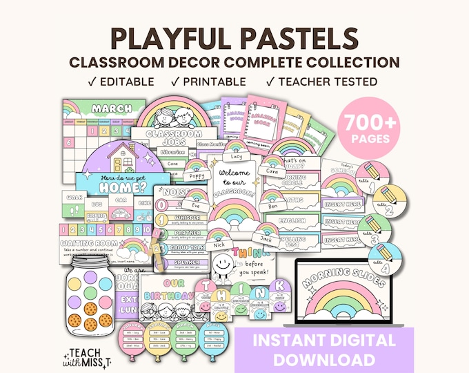 Editable Classroom Soft Clouds Complete Collection Printable Bundle ...