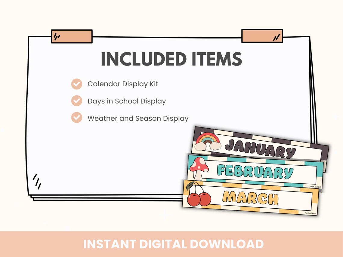 Groovy Retro Classroom Calendar Display: Weather & Seasons (digital ...