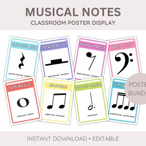 Music Notes Poster Set: Classroom Decor (digital Download) - Etsy