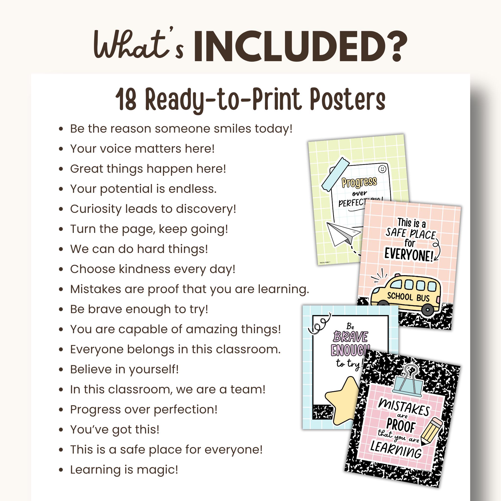Pastel Classroom Decor Posters: Rainbow Composition Notebook Theme ...