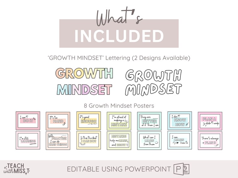 Pastel Rainbow Growth Mindset Classroom Display Bundle Growth Mindset ...