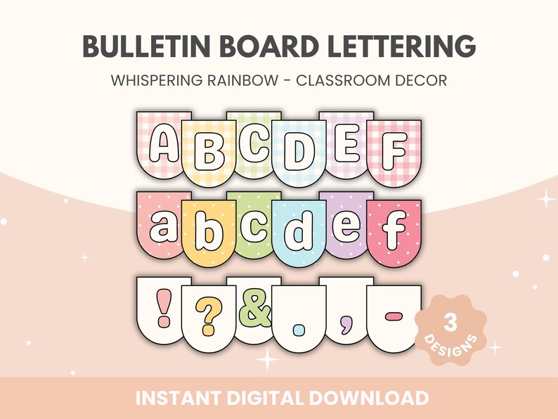 Rainbow Bulletin Board Lettering Set: Classroom Decor (digital Download ...