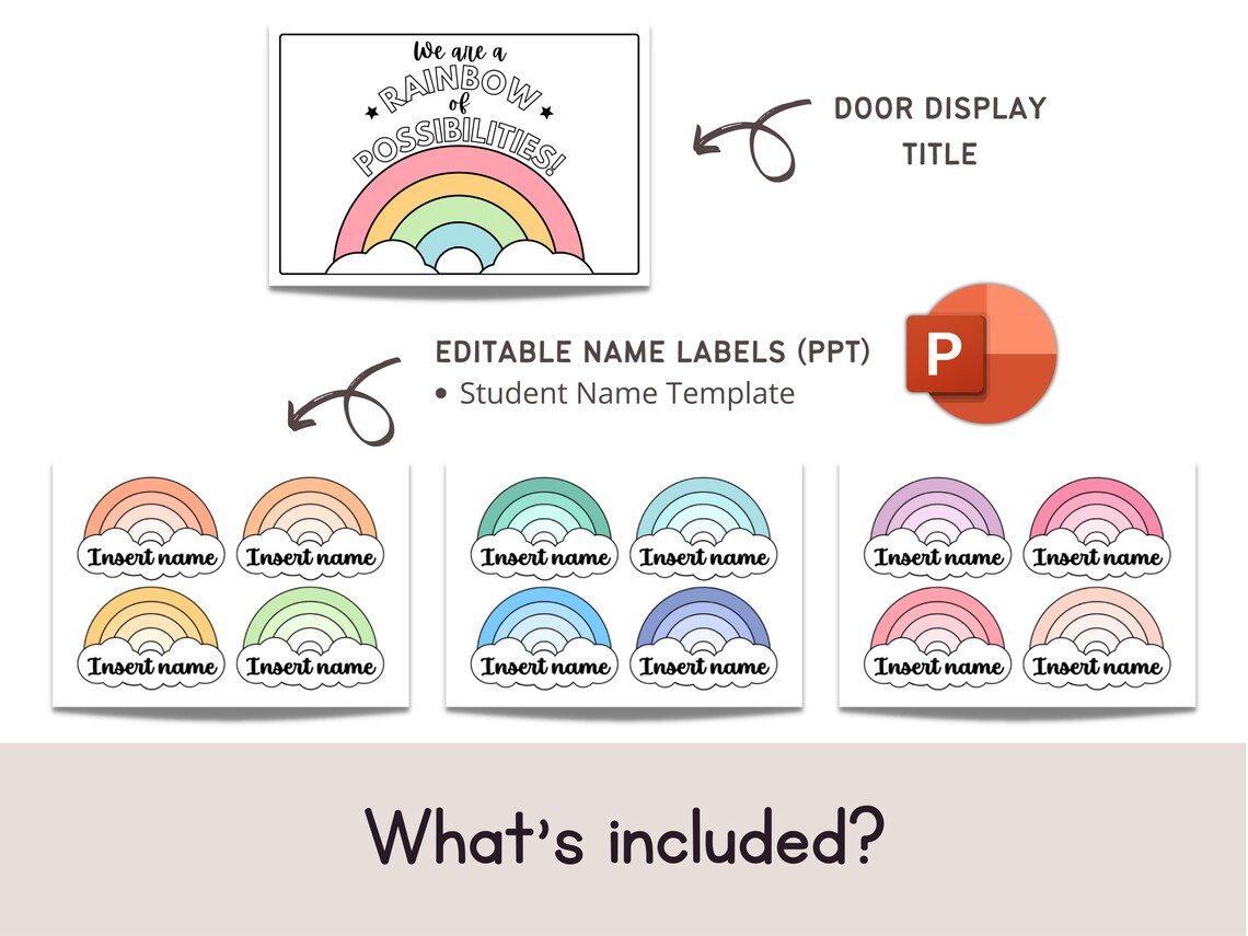 Rainbow Classroom Door Display Editable Bundle We Are a - Etsy