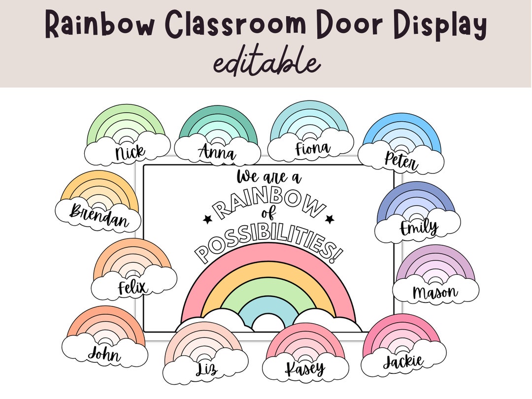 Rainbow Classroom Door Display Editable Bundle We Are a - Etsy