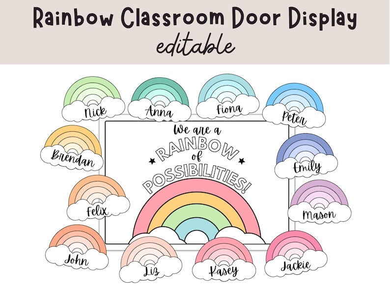 Rainbow Classroom Door Display Editable Bundle We Are a - Etsy