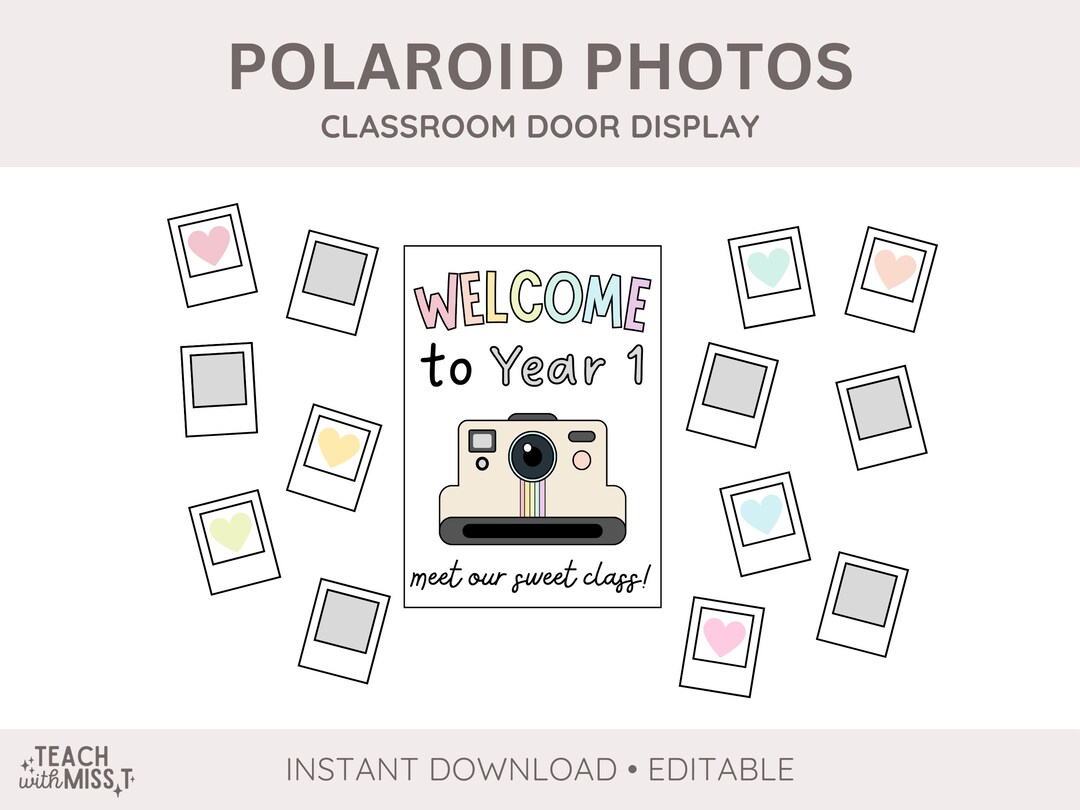 Polaroid Camera Classroom Door Display Editable Bundle Polaroid Camera ...