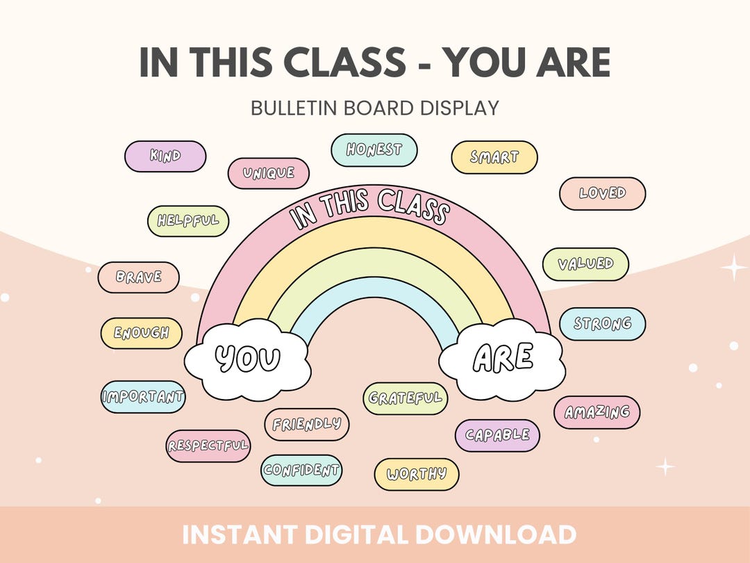 Classroom Bulletin Board: Positive Affirmations Rainbow Display ...