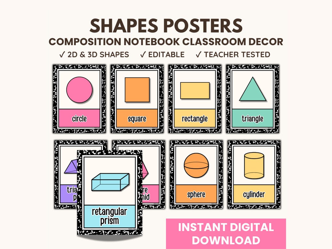 Classroom Shapes Posters: Elementary Maths Decor (digital Download) - Etsy