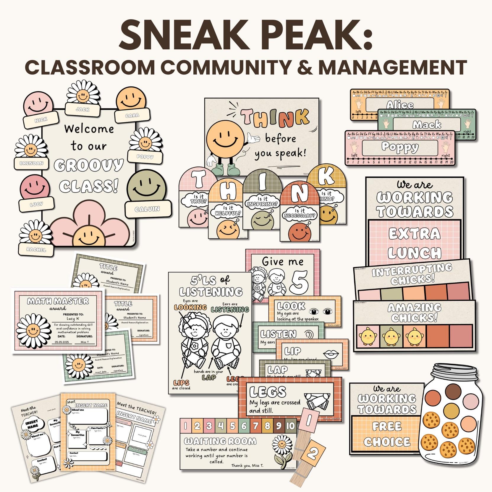 Groovy Boho Daisy Classroom Decor Bundle (digital Download) - Etsy