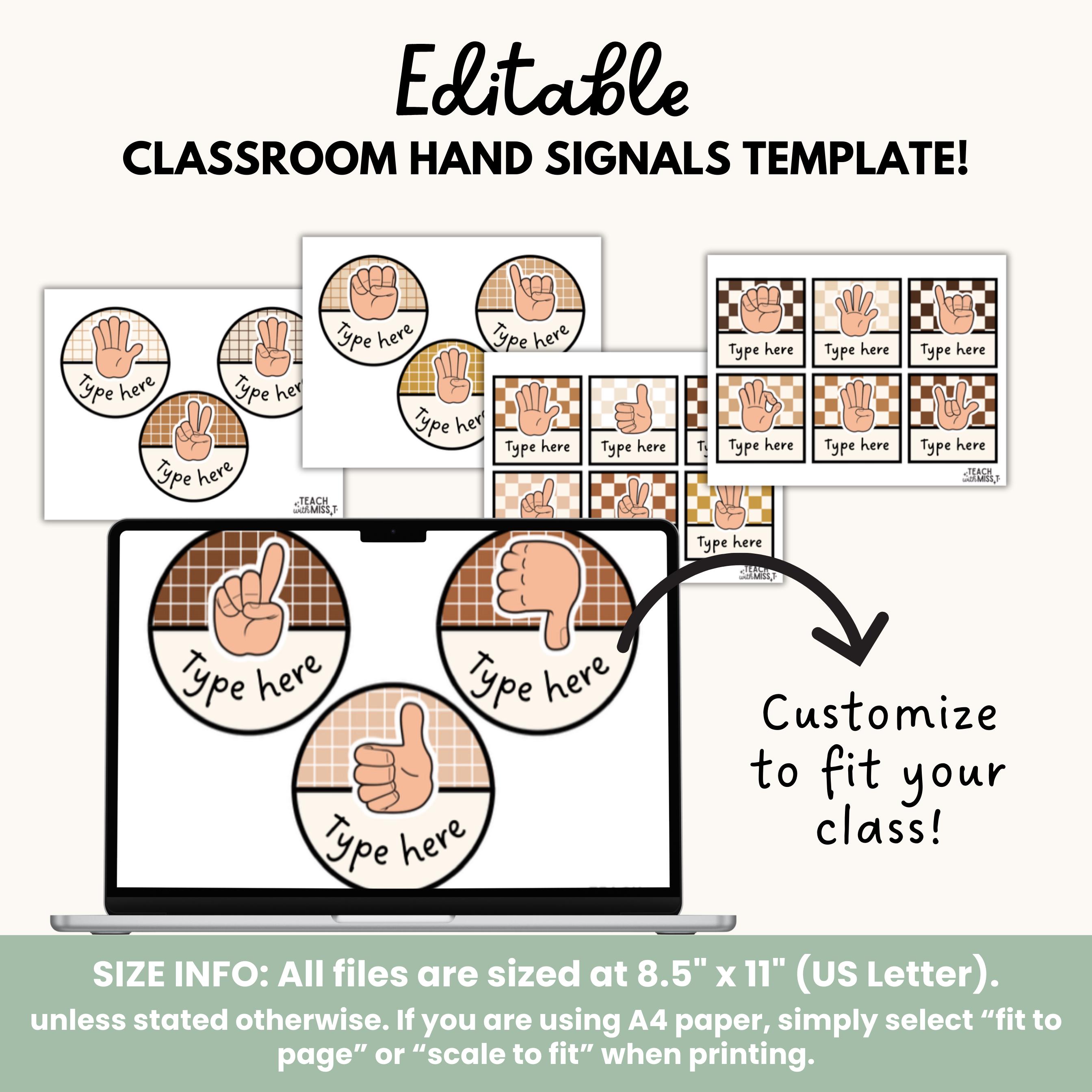 Classroom Hand Signals Poster: Neutral Classroom Decor (digital ...