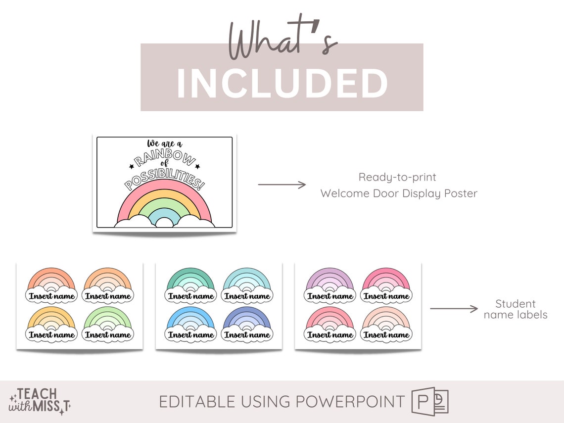 Rainbow Classroom Door Display Editable Bundle We Are a Rainbow of ...