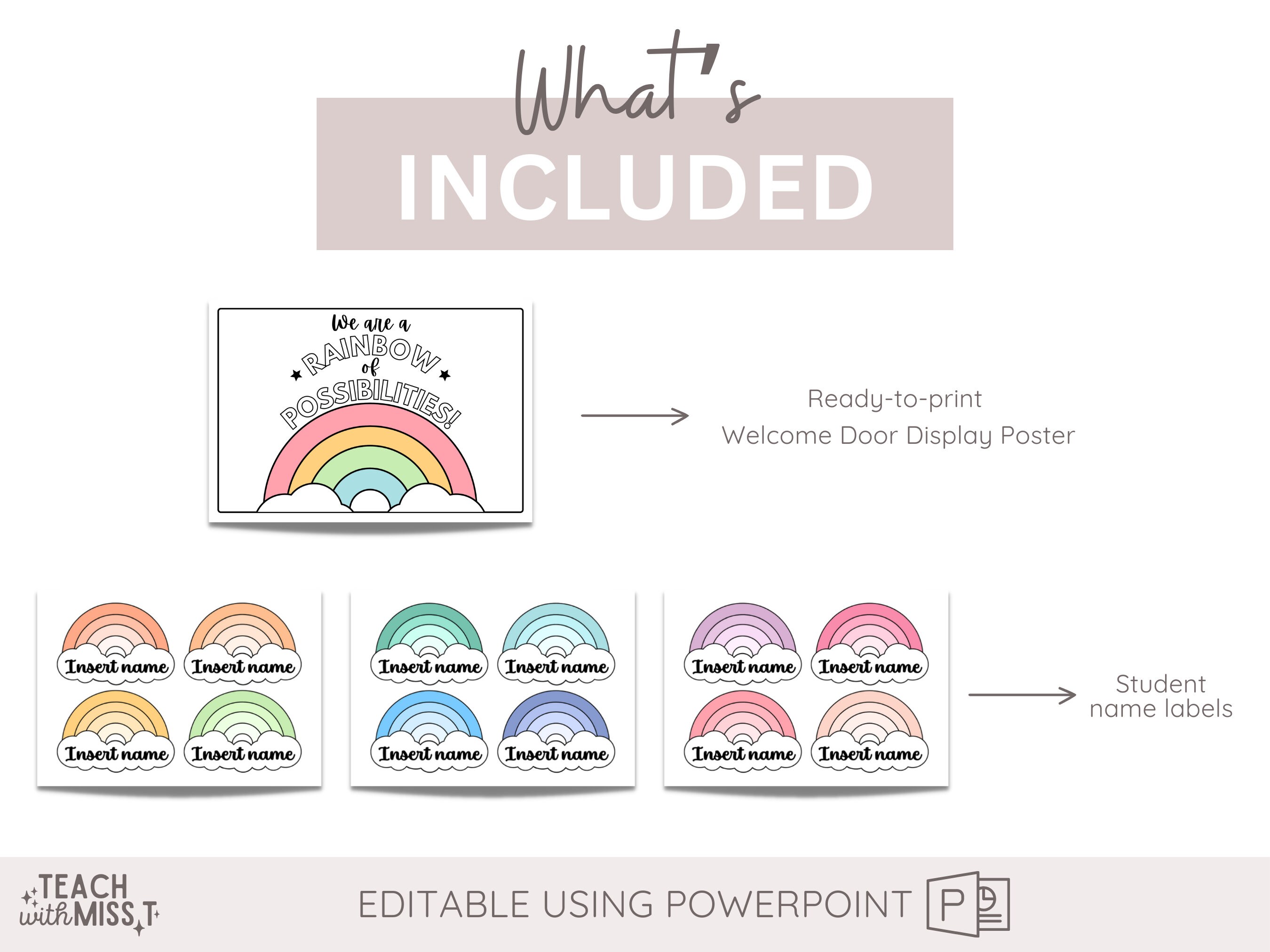 Rainbow Classroom Door Display Editable Bundle We Are a Rainbow of ...