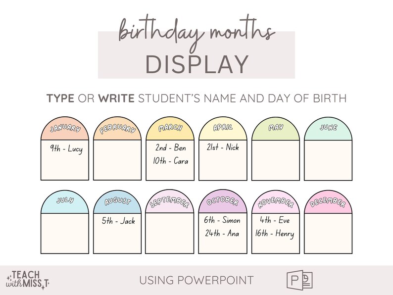 Pastel Rainbow Classroom Birthday Display Bulletin Board Back to School ...