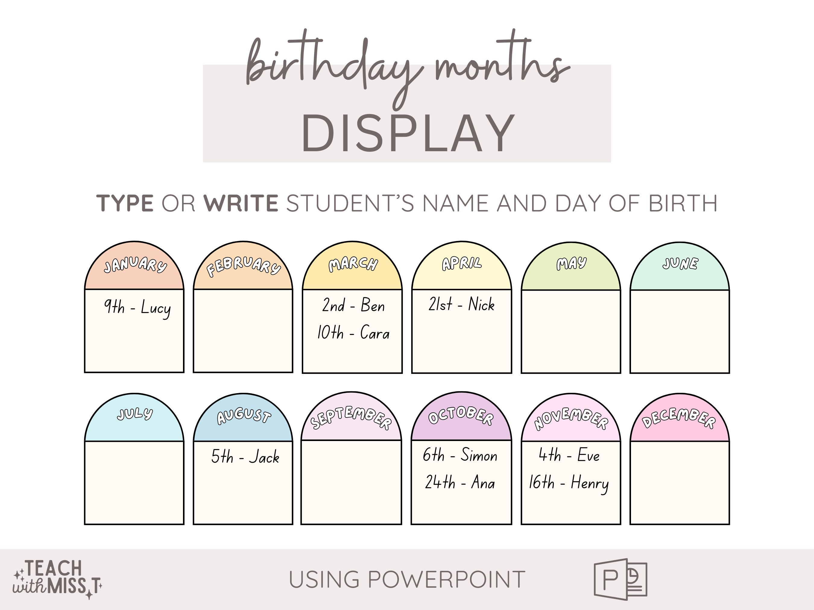 Pastel Rainbow Classroom Birthday Display Bulletin Board Back to School ...