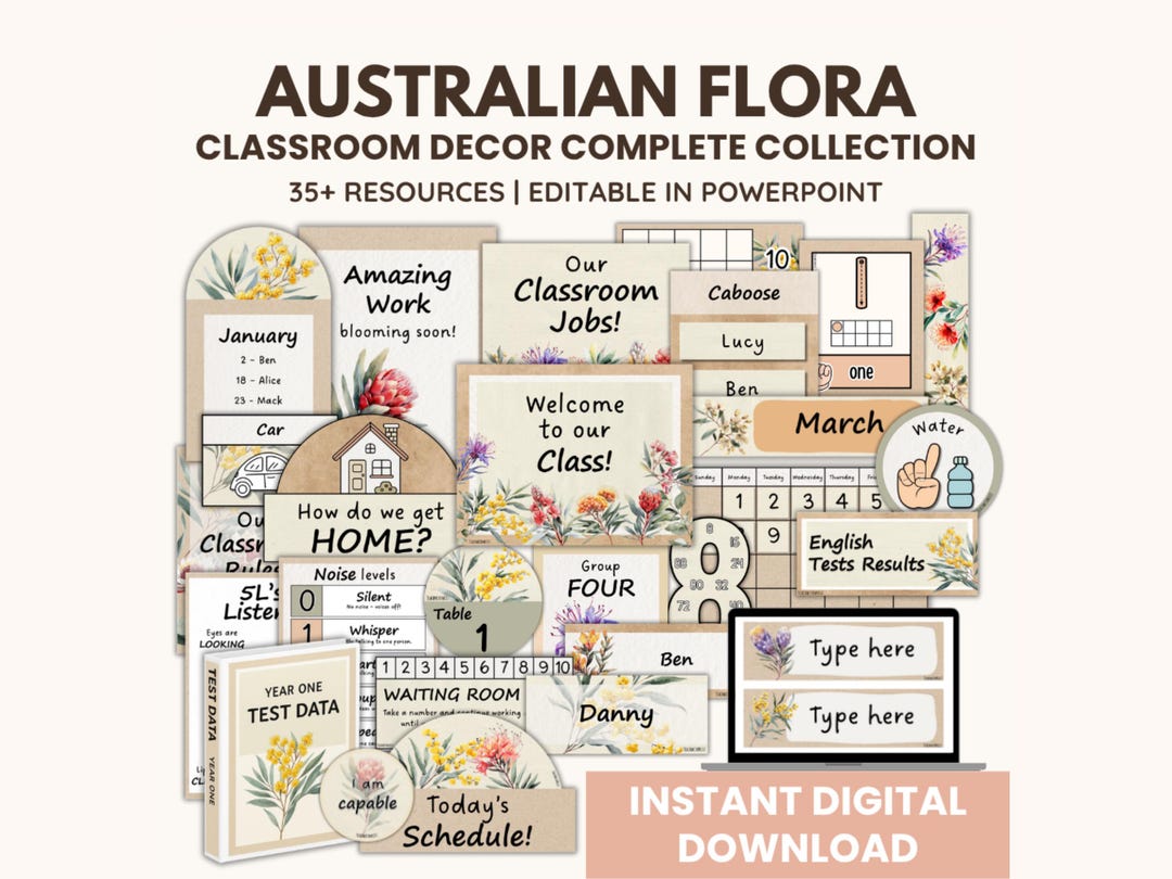 Australian Flora Classroom Decor Bundle | Aussie Flora Classroom Mega ...