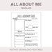 First Day of School 'all About Me' Printable Template (digital Download ...