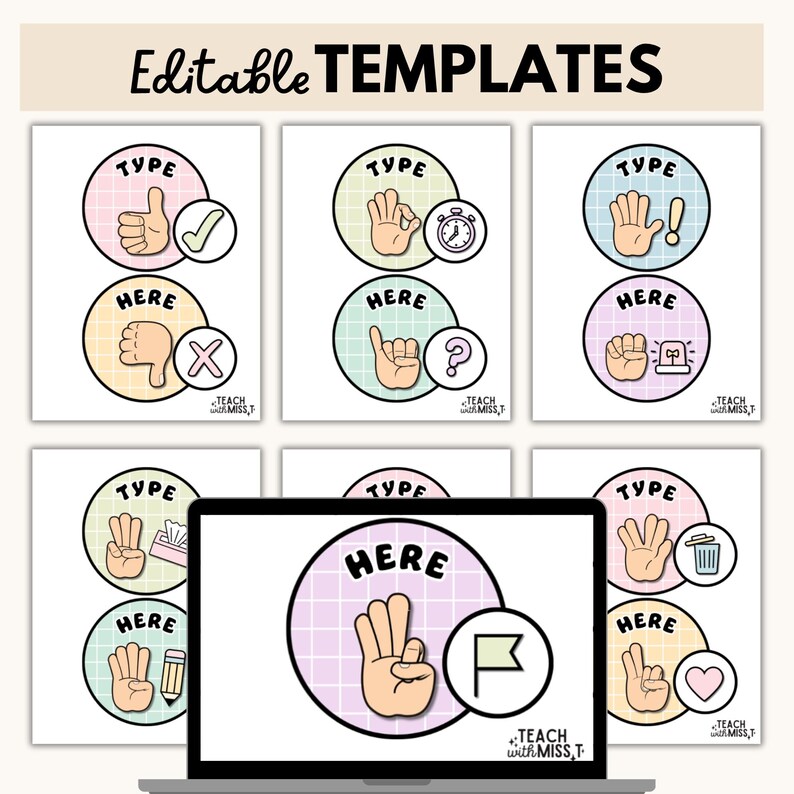 Pastel Classroom Hand Signals Posters: Calm Classroom Decor (digital ...