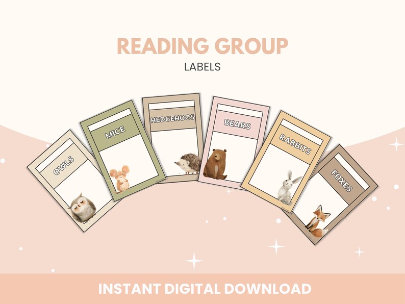 Woodland Animals Reading Group Labels: Classroom Decor (digital ...