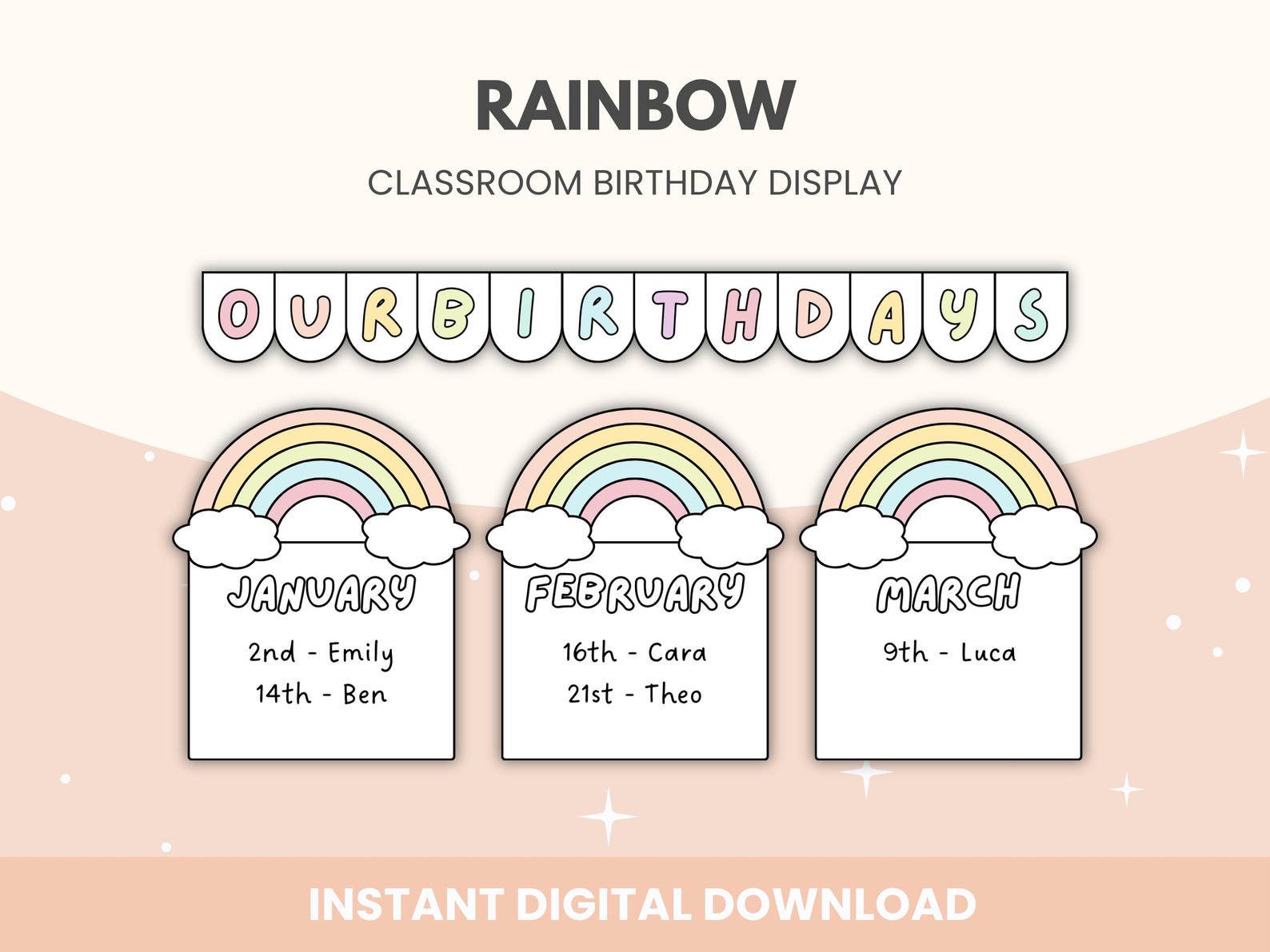 Rainbow Classroom Birthday Bulletin Board Display Bundle | Back to ...