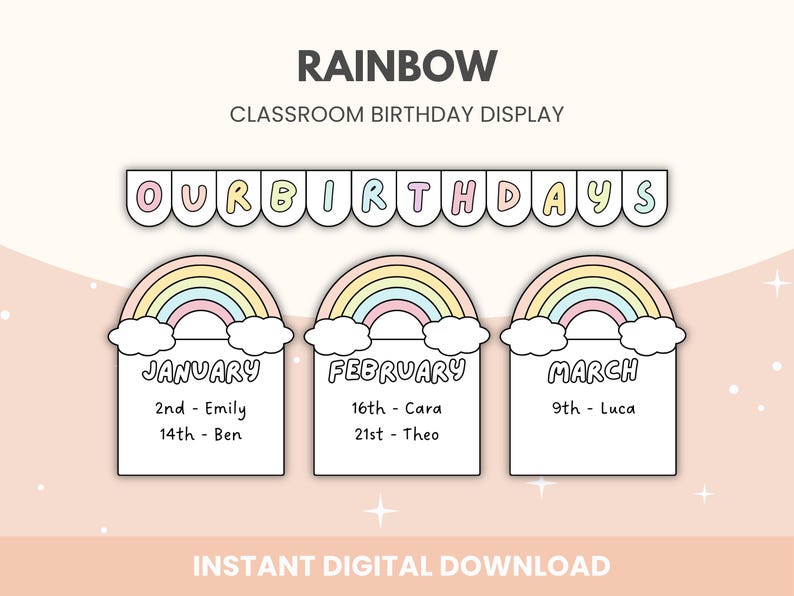 Rainbow Classroom Birthday Bulletin Board Display Bundle | Back to ...