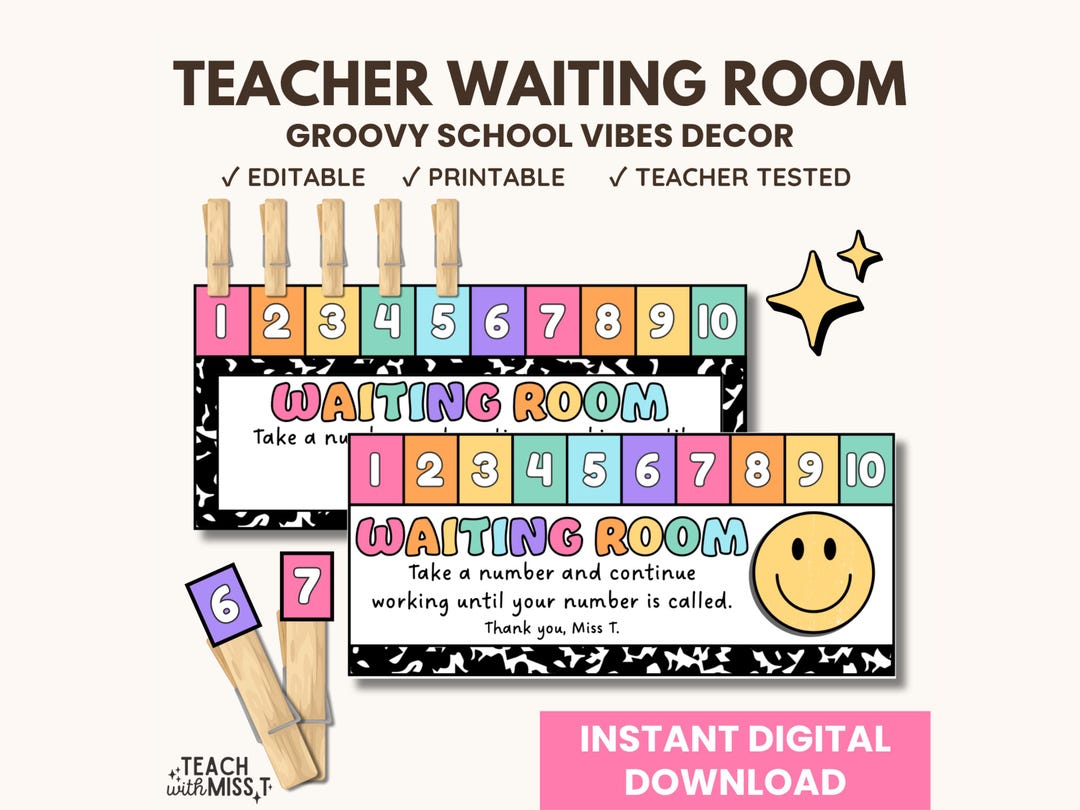 Groovy School Vibes Teacher Waiting Room Editable | Composition Theme ...