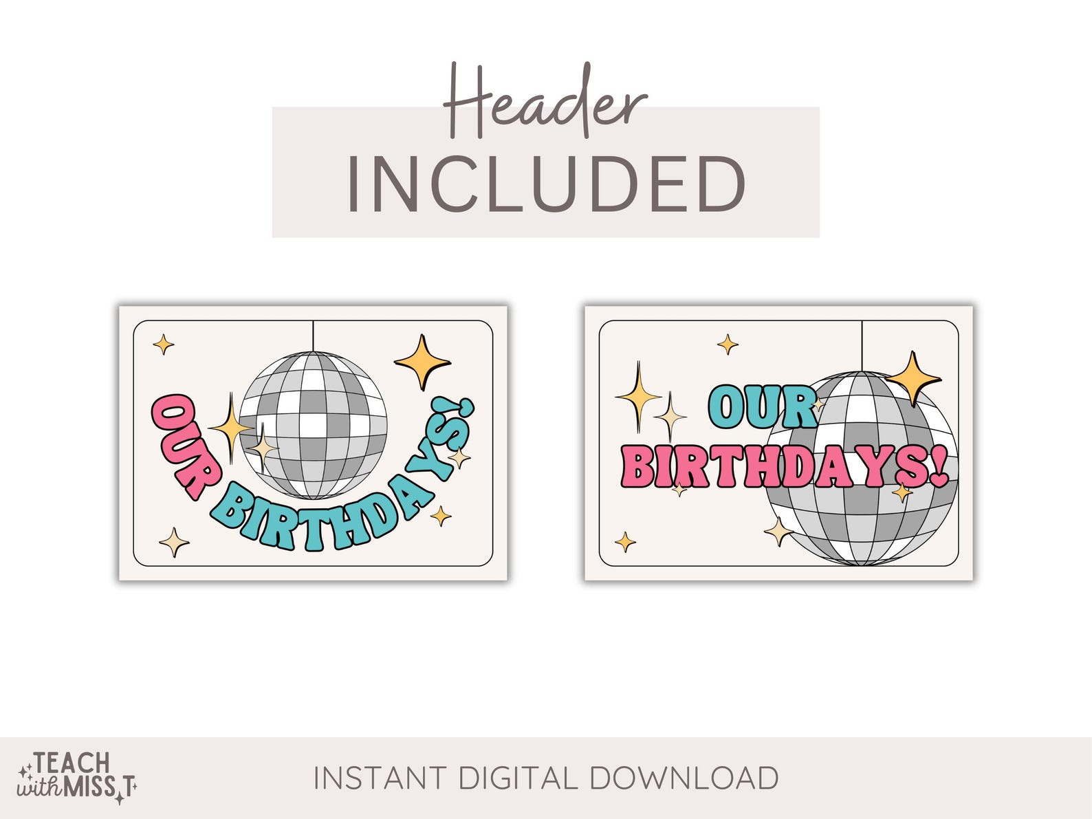 Disco Ball Classroom Birthday Display Retro Birthday Bulletin Board ...