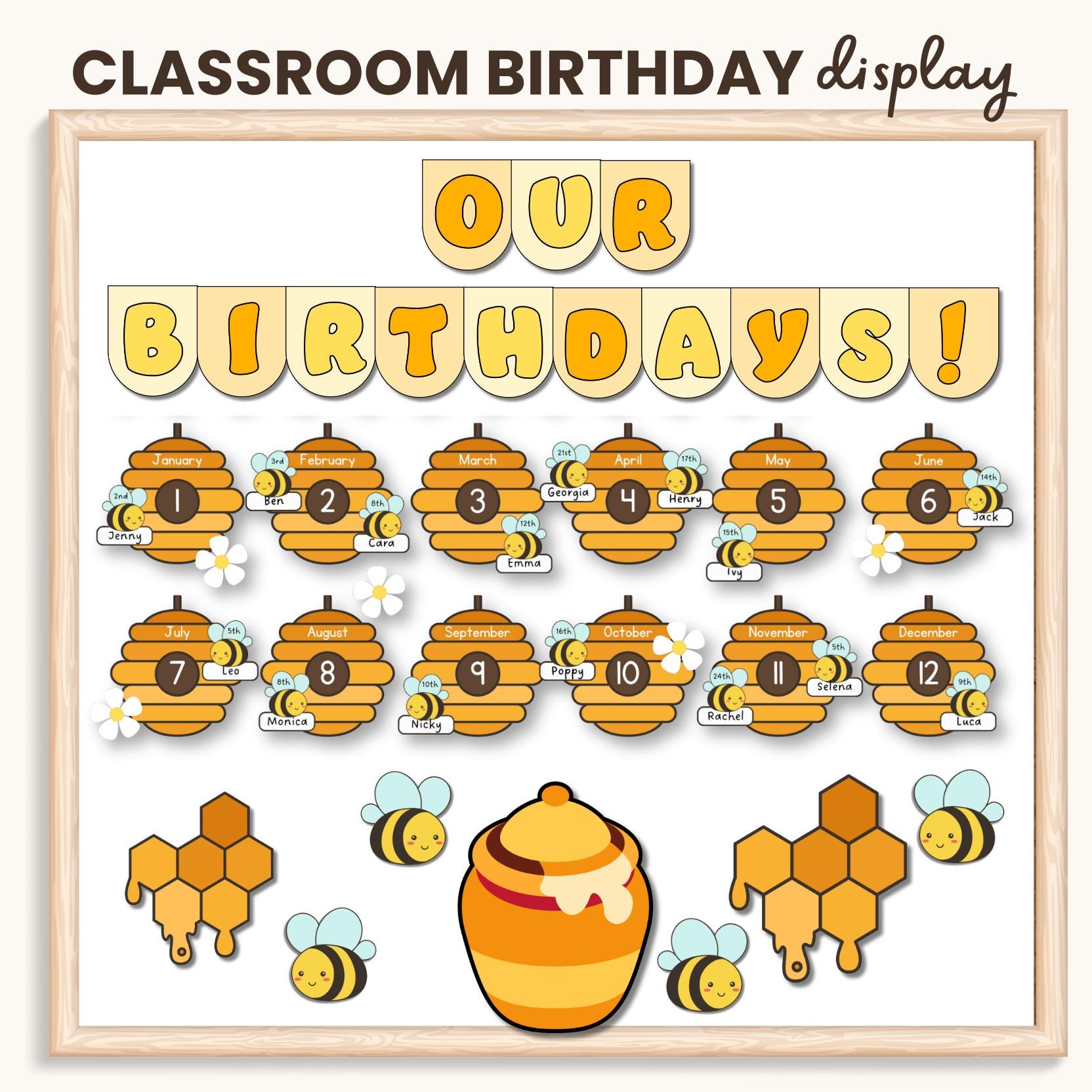 Classroom Birthday Bees Bulletin Board Display (digital Download) - Etsy