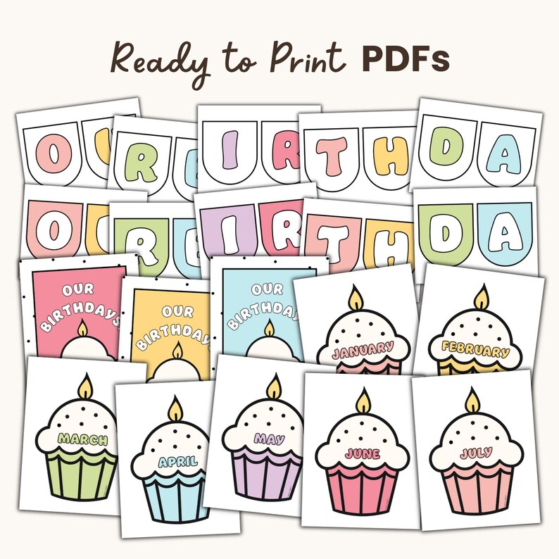 Rainbow Birthday Bulletin Board Kit: Classroom Decor Printables ...