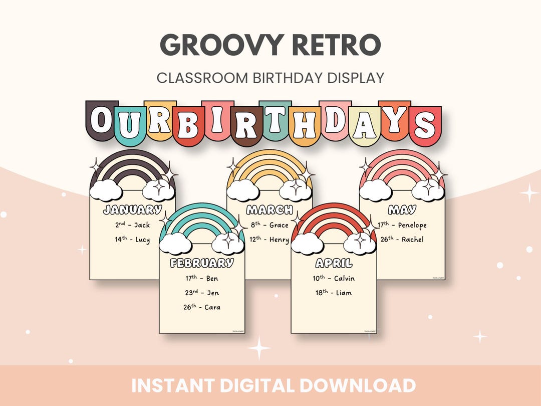 Retro Classroom Birthday Display: Groovy Bulletin Board (digital ...