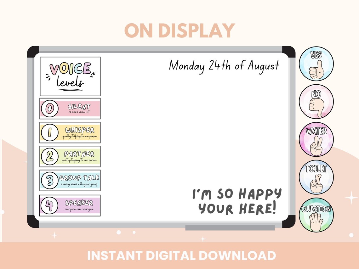 Watercolor Hand Signals Classroom Display (digital Download) - Etsy