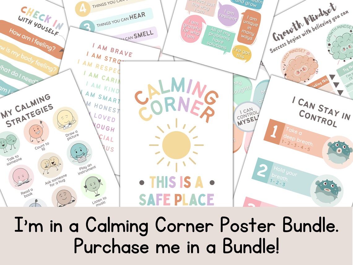 Calm Down Corner Poster Safe Place Print Calming Corner - Etsy