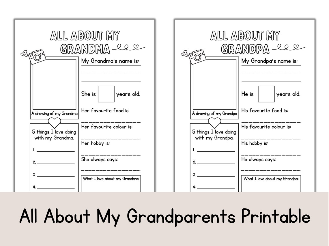 All About My Grandparents Templates (digital Download) - Etsy