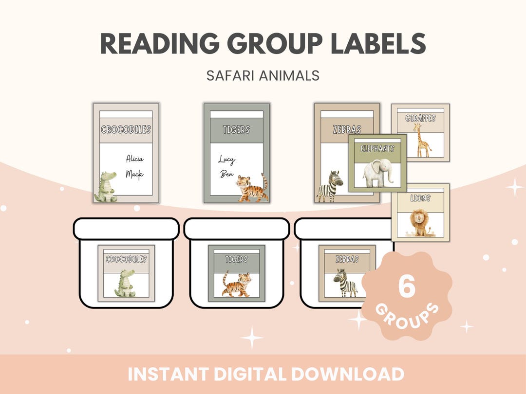 Reading Group Labels | Safari Animals Guided Reading Labels | Editable ...