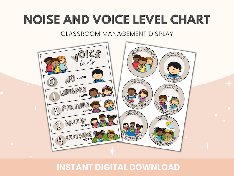 Neutral Voice Level Chart Bundle: Classroom Management (digital ...