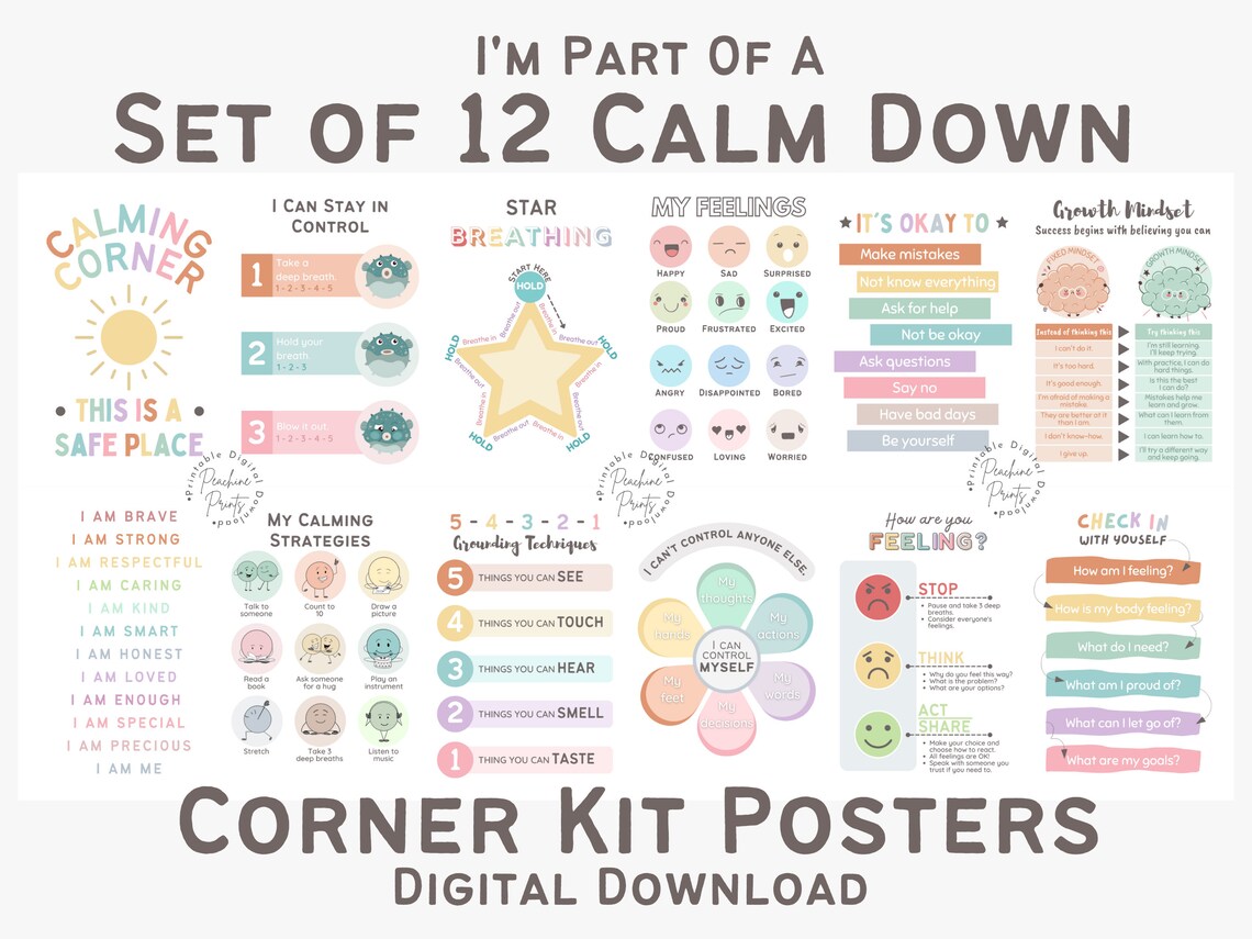 Calm Down Corner Poster Safe Place Print Calming Corner | Etsy