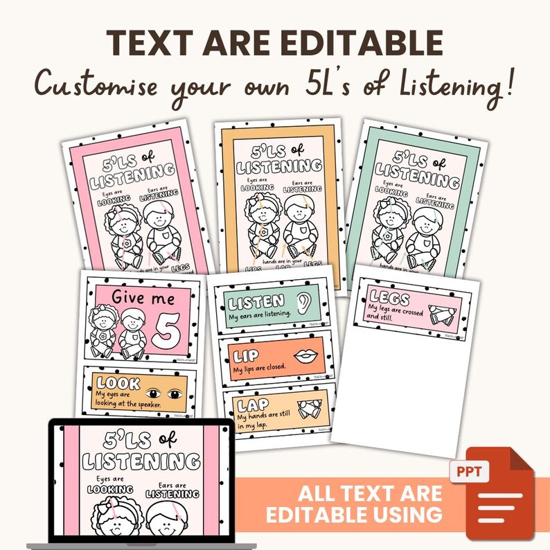 Spotty Boho Bliss 5l's of Listening Display | Classroom Behavior Poster ...