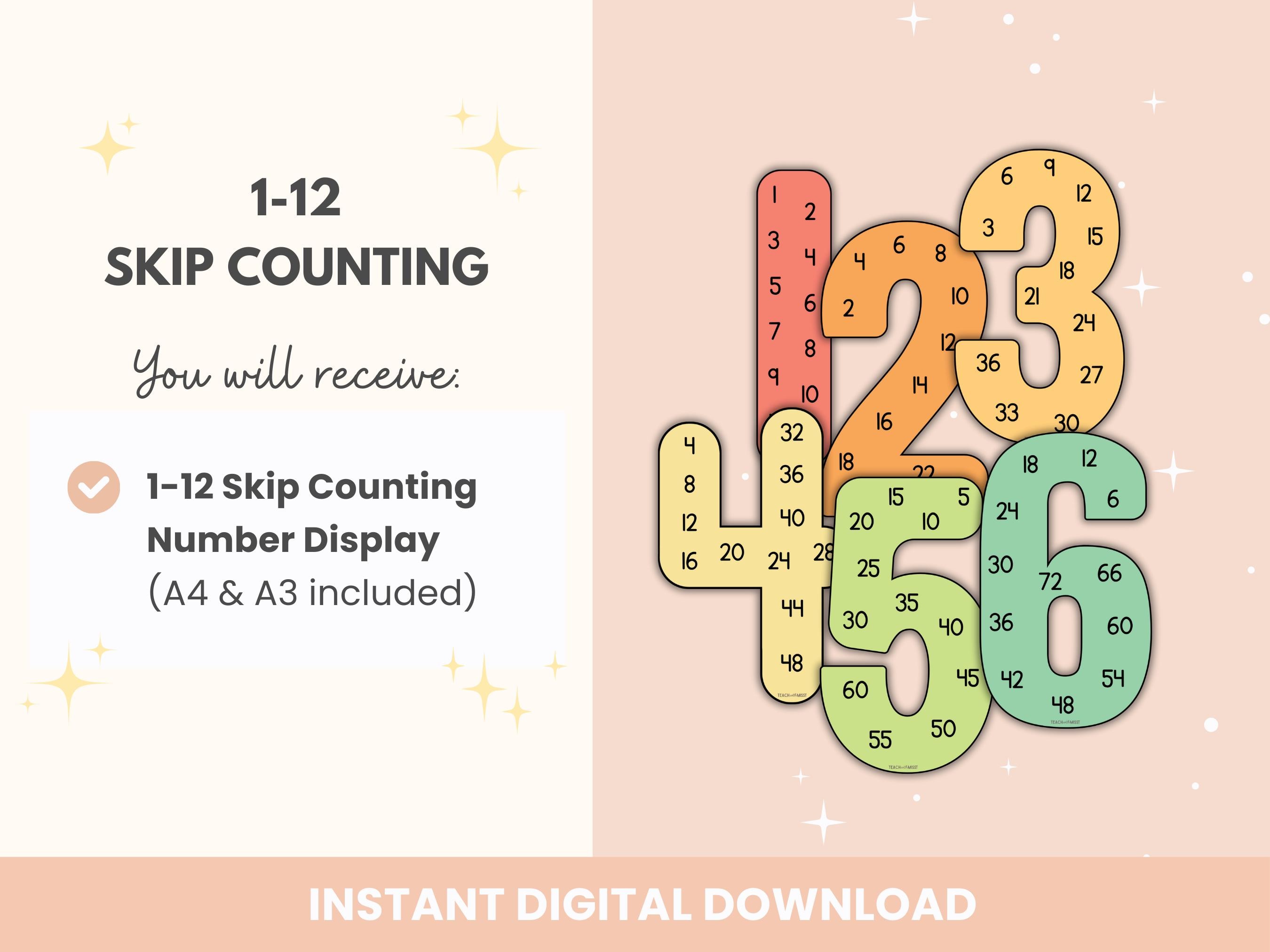 Skip Counting Number Display Posters | Pastel Large Number Classroom ...