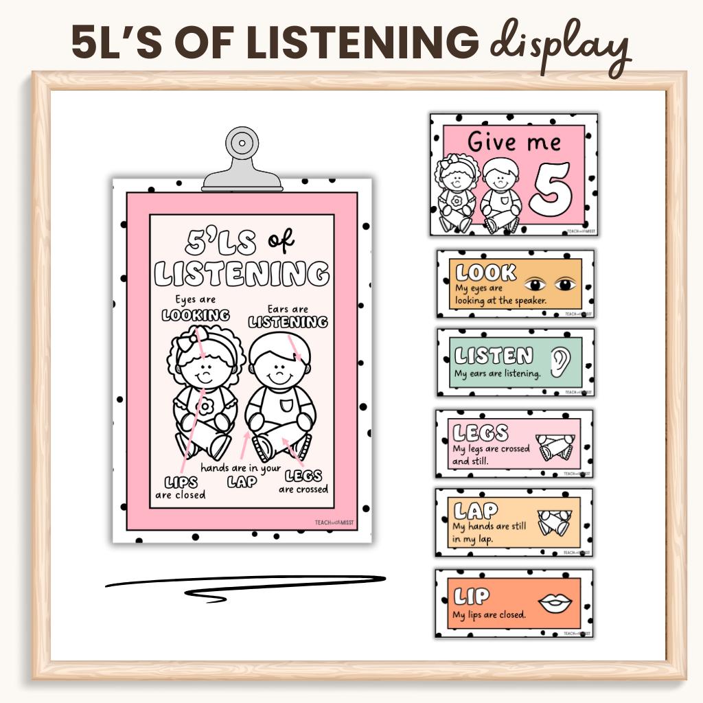 5 L's of Listening Classroom Poster: Boho Classroom Decor (digital ...