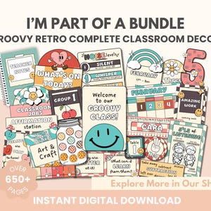 Groovy Retro Classroom Calendar Display: Weather & Seasons (digital ...