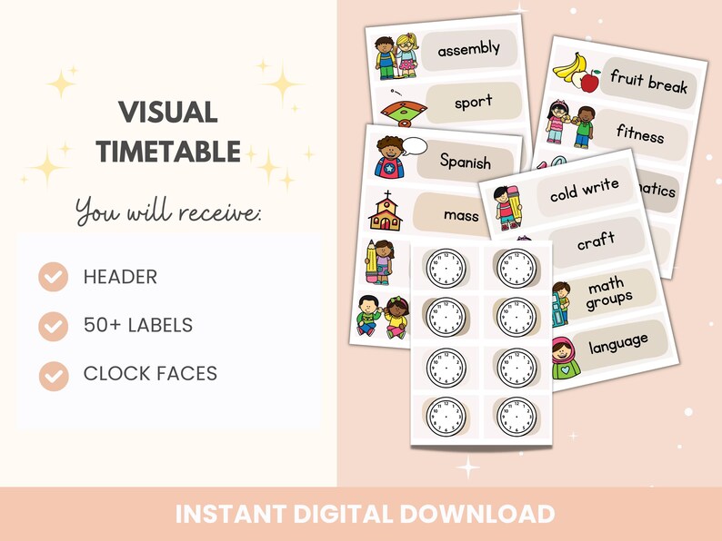 Neutral Classroom Visual Timetable: Classroom Schedule Display (digital ...