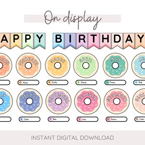 Doughnut Classroom Birthday Display Bundle Printable Birthday Bulletin ...
