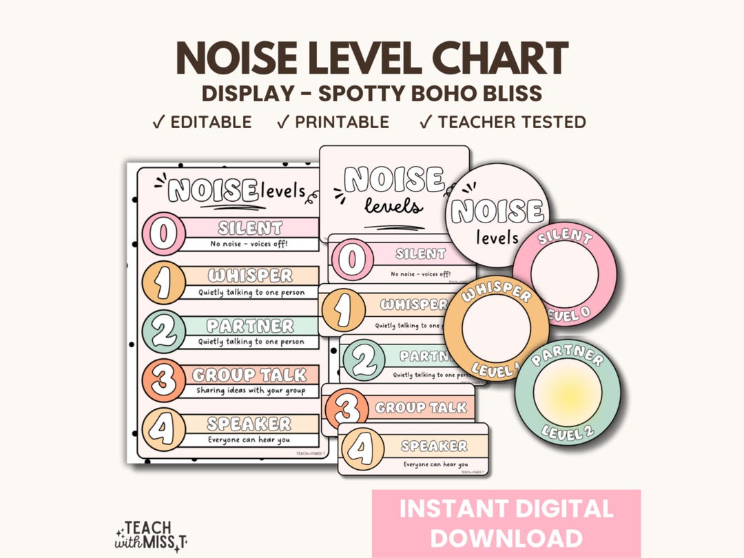 Boho Classroom Noise Level Chart: Classroom Management (digital ...