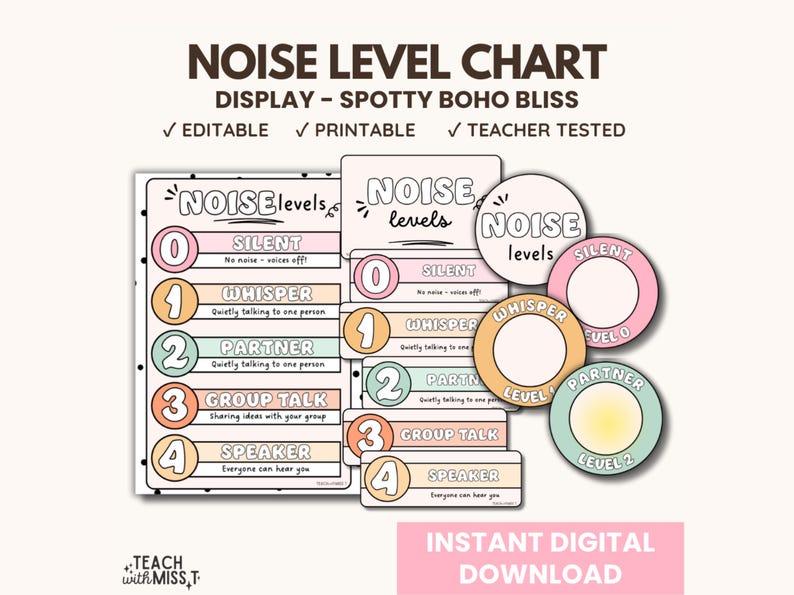 Boho Classroom Noise Level Chart: Classroom Management (digital ...