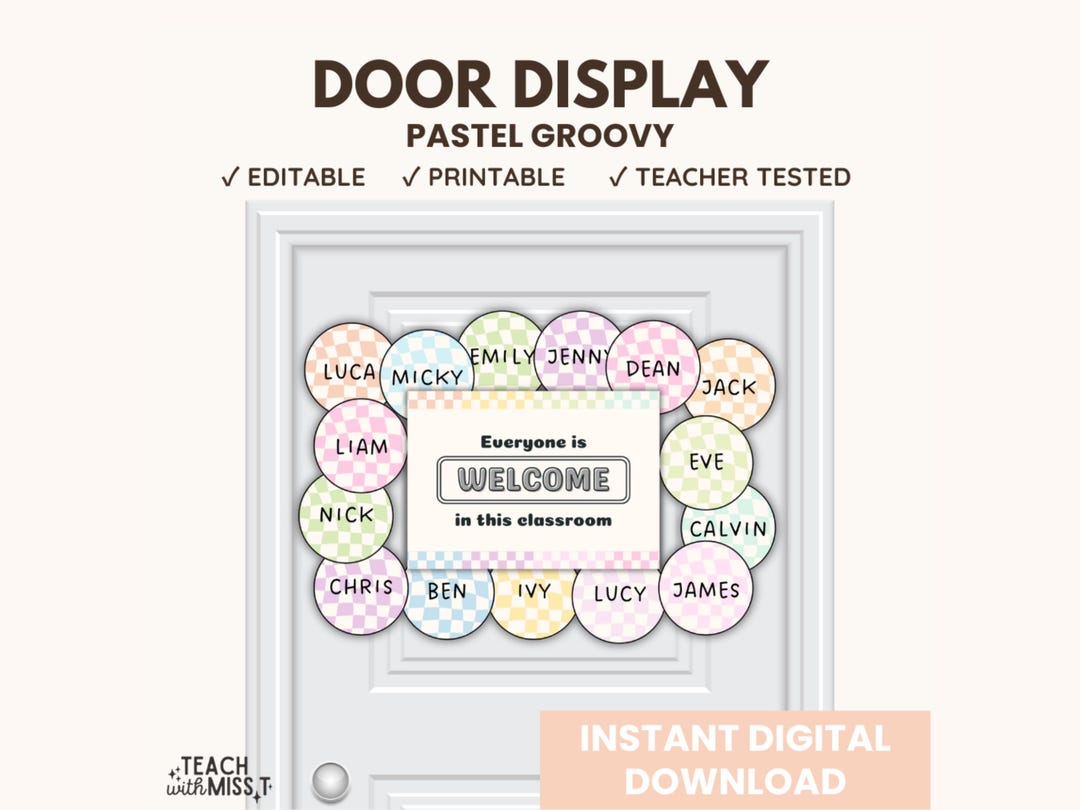 Groovy Classroom Door Display: Pastel Rainbow Decor (digital Download ...