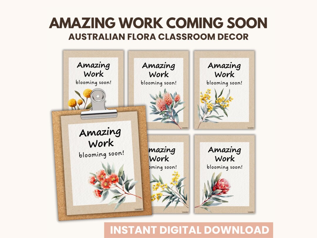 Australian Flora Classroom Posters | Amazing Work Coming Soon Bulletin ...