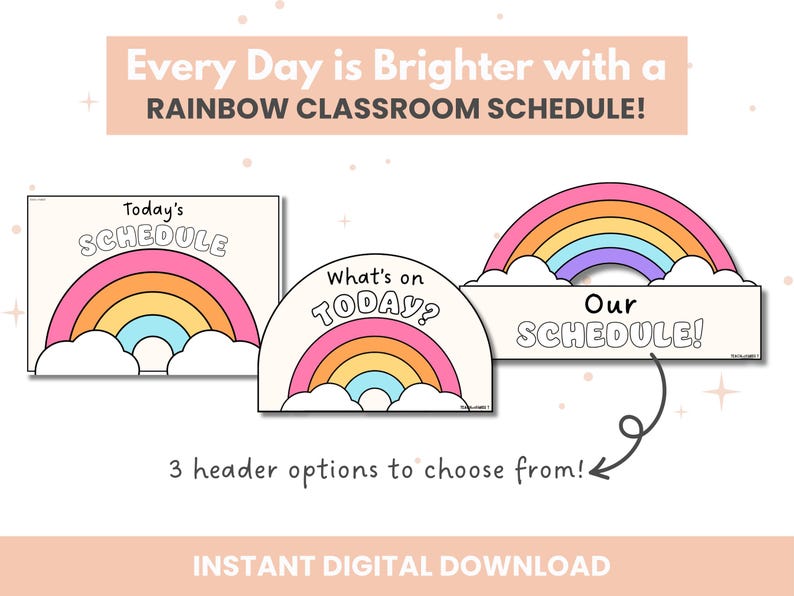 Rainbow Classroom Schedule Kit: Editable Classroom Decor (digital ...