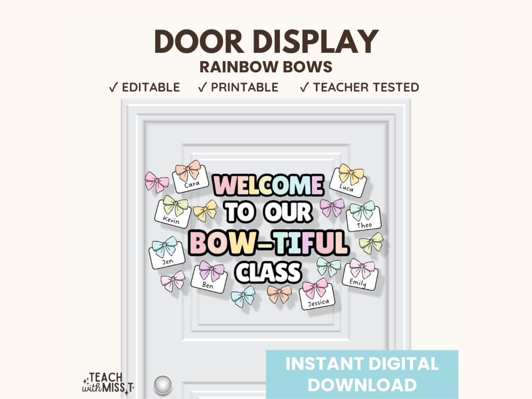 Rainbow Bows Bulletin Board Display | Welcome to Our Class Door Display ...